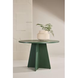 Esstisch VENTURE HOME "Bootcut, runder Esstisch, charakterstark, &Oslash; 110 cm", gr&uuml;n (gr&uuml;n, gr&uuml;n), B:110cm H:75cm T:110cm, Tische, Esstisch, Esszimmertisch, MDF, einheitliche Lackierung, rund, modern, gesellig