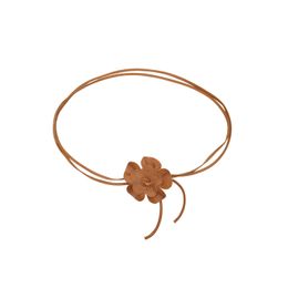 Tailleng&uuml;rtel "Bl&uuml;te", Damen, Gr. onesize, braun (cognac), Leder, Collezione Alessandro, unifarben, Basic, G&uuml;rtel, Lederband mit echt Leder Bl&uuml;te