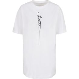 T-Shirt Merchcode "Merchcode Ladies Faith Boyfriend Tee", Damen, Gr. M, wei&szlig;, 100% Baumwolle, bedruckt, oversize, Rundhals, Shirts T-Shirt