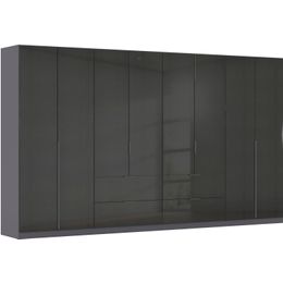 Dreht&uuml;renschrank OTTO HOME "Kleiderschrank Schrank Garderobe AGORDO mit Dekor- oder Hochglanzfront", grau (graumetallic, hochglanz effektgrau), Schr&auml;nke, B/H/T: 360cm x 229cm x 54cm, Griffe Graumetallic, Holzwerkstoff, Dreht&uuml;renschrank, mit Au&szlig;enschubk&auml;sten, Serie in 7 Breiten und 2 H&ouml;hen MADE IN GERMANY, B:360cm H:229cm T:54cm