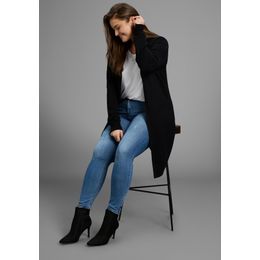 Longstrickjacke LAURA SCOTT CURVE "Gro&szlig;e Gr&ouml;&szlig;en", Damen, Gr. 56/58, schwarz, Feinstrick, Obermaterial: 50% Viskose, 28% Polyester, 22% Polyamid, unifarben, Basic, figurumspielend 3/4-L&auml;nge, ohne Ausschnitt, Strickjacken Longstrickjacke, in kuschelweichem Wohlf&uuml;hlstrick