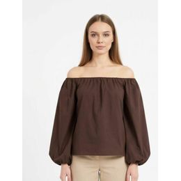Hemdbluse ITS MAY "ITS MAY Shirt Lia", Damen, Gr. S, braun, Obermaterial: 100% Baumwolle, Blusen Hemdbluse