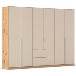 Dreht&uuml;renschrank OTTO HOME "Kleiderschrank Schrank Garderobe AGORDO mit Dekor- oder Hochglanzfront", braun (eiche artisan, champagner), Schr&auml;nke, B/H/T: 271cm x 210cm x 54cm, Griffe Alufarben, Holzwerkstoff, Dreht&uuml;renschrank, mit Au&szlig;enschubk&auml;sten, Serie in 7 Breiten und 2 H&ouml;hen MADE IN GERMANY, B:271cm H:210cm T:54cm