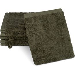 Waschhandschuh Ross "Vita 4004", gr&uuml;n (olive), B:16cm L:22cm, Frottier, Handt&uuml;cher