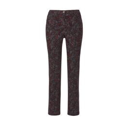2-in-1-Hose GOLDNER "Kurzgr&ouml;&szlig;e Druckhose CARLA mit Paisley-Muster", Damen, Gr. 26, K-Gr, grau (anthrazit, gemustert), Obermaterial: 97% Baumwolle CO (CMIA). 3% Elasthan EL., gerade, Hosen, keine/nicht Relevant