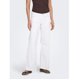 Low-rise-Jeans Only "ONLJUDY-O LW WIDE LEG DNM TAI003", Damen, Gr. XL (42), N-Gr, wei&szlig; denim, Denim/Jeans, Obermaterial: 99% Baumwolle, 1% Elasthan, unifarben, lang, Jeans, Baumwollmischung