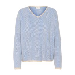 Strickpullover Kaffe "Strickpullover KAverana", Damen, Gr. XXL, blau (provence), Obermaterial: 46% Polyacryl PAN. 45% Nylon NY. 5% Wolle mw. 4% Elasthan EL., Pullover Strickpullover