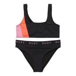 Bustier-Bikini Roxy "Colorblock", M&auml;dchen, Gr. 16(165-172cm), Cup B, grau (anthrazit), Recycling-Polyester, Bikini-Sets
