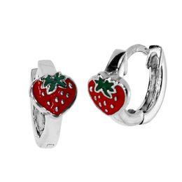 Klappcreolen OSTSEE-SCHMUCK "- Erdbeere - Silber 925/000 -" Gr. 13, silber (silber 925, silberfarben, wei&szlig;), Ohrringe, Damen, 13, Klappcreolen