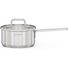 Kasserolle Hanseatic "DAILY", silber (silberfarben), H:8cm &Oslash;:16cm, T&ouml;pfe, Kasserolle, handfreundliche Griffe, Literskala, Glasdeckel, Induktion