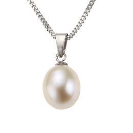 Kette mit Anh&auml;nger ZEEme "925 Sterling Silber Perle wei&szlig;", silber, Halsketten, Damen, 45cm, Silber 925 (Sterlingsilber), L: 45 B: 8mm, gl&auml;nzend, B:8mm
