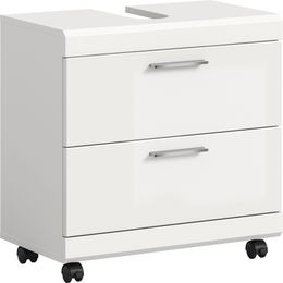 Waschbeckenunterschrank Welltime "SIENA, Breite 60cm, 2 T&uuml;ren oder 2 Schubk&auml;sten, auf Rollen, MDF-Front", wei&szlig; (wei&szlig;, wei&szlig; hochglanz), B:60cm T:34cm, Holzwerkstoff, Schr&auml;nke, Waschbeckenunterschrank, in verschiedenen Farben erh&auml;ltlich, Badm&ouml;bel, Badschrank, Kommode, Bad