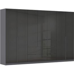 Dreht&uuml;renschrank OTTO HOME "Kleiderschrank Schrank Garderobe AGORDO mit Dekor- oder Hochglanzfront", grau (graumetallic, hochglanz effektgrau), Schr&auml;nke, B/H/T: 315cm x 210cm x 54cm, Griffe Graumetallic, Holzwerkstoff, Dreht&uuml;renschrank, mit Au&szlig;enschubk&auml;sten, Serie in 7 Breiten und 2 H&ouml;hen MADE IN GERMANY, B:315cm H:210cm T:54cm