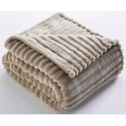 Wohndecke OTTO HOME "Millara", taupe, B:150cm L:200cm, Polyester, Wohndecken, Wohndecke, Kuscheldecke in Cord-Optik, 150x200 cm, Wohndecke, Sofadecke