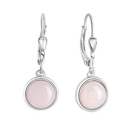 Paar Ohrh&auml;nger ZEEme "Silber 925 mit echtem Rosenquarz 8mm", wei&szlig; (wei&szlig;, rosa), Ohrringe, Damen, one-size, Silber 925 (Sterlingsilber)