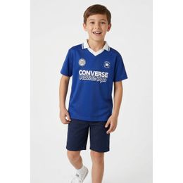Poloshirt Converse "CNVB BLEACHER SOCIETY NOVELTY", Jungen, Gr. 134/140, blau (Converse blau), Obermaterial: 100% Polyester, Rundhals, Shirts, f&uuml;r Kinder und Jugendliche, sportlicher Stil, Rundhalsausschnitt