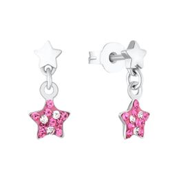 Paar Ohrstecker Prinzessin Lillifee "Shining Star", wei&szlig; (silberfarben, rosa, kristallwei&szlig;, rosa, kristallwei&szlig;), Ohrringe, M&auml;dchen, Silber 925 (Sterlingsilber), mit Preciosa Crystal