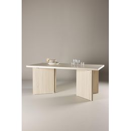 Esstisch VENTURE HOME "Bassholmen, rechteckiger Esstisch, 180 &times; 90 cm", beige (wei&szlig;gewaschen, wei&szlig;gewaschen), B:90cm H:75cm T:90cm, Tische, Esstisch, Esszimmertisch, MDF, rechteckig, einheitlich, einladend, robust