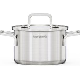 Kochtopf Hanseatic "DAILY", silberfarben, H:9,5cm &Oslash;:16cm, T&ouml;pfe, Kochtopf, handfreundliche Griffe, Literskala, Glasdeckel, Induktion