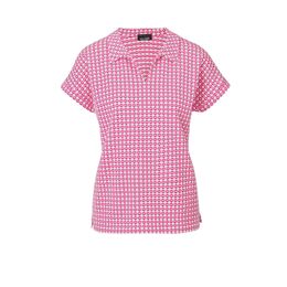 Kurzarmshirt GOLDNER "Kurzgr&ouml;&szlig;e Shirt mit dezentem Jacquard", Damen, Gr. 24, wei&szlig; (pink, wei&szlig;, gemustert), Obermaterial: 50% Viskose CV. 45% Polyester PES. 5% Elasthan EL., Sonstiges, Shirts, keine/nicht relevant
