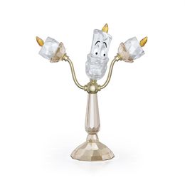 Dekofigur Swarovski "Kristallfigur Sammelfigur BEAUTY AND THE BEAST LUMIERE", beige (kristallwei&szlig;, goldfarben, gelb, wei&szlig;, schwarz), Dekofiguren, B/H/T: 6,8cm, Metall, Swarovski Kristall, Swarovski Kristall mit schwarzem und wei&szlig;em Emaille, H:6,8cm