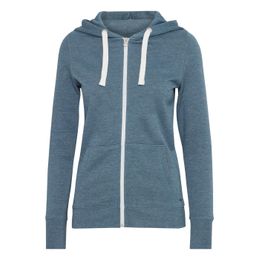 Kapuzensweatjacke oxmo "Kapuzensweatjacke OXOlinda", Damen, Gr. XS, blau (goblin blau melange), Obermaterial: 80% Polyester PES. 20% Baumwolle CO., Sweatjacken