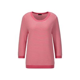 Rundhalspullover GOLDNER "Kurzgr&ouml;&szlig;e Halbarm Ringelpullover aus Baumwolle", Damen, Gr. 24, orange (koralle, gemustert), Obermaterial: 100% Baumwolle CO., Modisch, Pullover Rundhalspullover, Rundhalsausschnitt