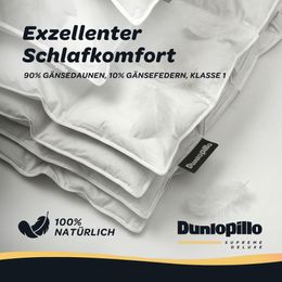G&auml;nsedaunenbettdecke Dunlopillo "Dunlopillo Supreme Deluxe, "NEUHEIT" in Gr&ouml;&szlig;e 135x220 & 155 220 cm", wei&szlig;, B:135cm L:200cm, Bezug: 100% Baumwolle. F&uuml;llung: 90% G&auml;nsedaunen, 10% G&auml;nsefeder, Bettdecken, Hergestellt in Deutschland & Downpass zertifiziert, NOMITE