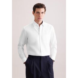 Businesshemd Seidensticker "Schwarze Rose", Herren, Gr. M (39), normale &Auml;rmell&auml;ngen, wei&szlig;, 100% Baumwolle, Strukturmuster, regular fit, 2-Knopf-Manschette, Hemden, Regular 1/1 Covered-Button-Down-Kragen Struktur