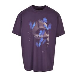 Kurzarmshirt "Upscale by Mister Tee Herren Le Papillon Oversize Tee", Jungen, Gr. L, lilanight, 100% Baumwolle, UPSCALE BY MISTER TEE, unifarben, oversize, Rundhals, Shirts