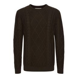 !Solid Strickfleece-Pullover SOLID "Strickpullover SDTerence", Herren, Gr. M, braun (slate schwarz), Obermaterial: 100% Baumwolle CO., Pullover