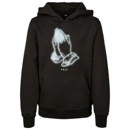 Kapuzensweatshirt MisterTee "MisterTee Kinder Kids Pray Glow Hoody", M&auml;dchen, Gr. 122/128, schwarz, 65% Baumwolle, 35% Polyester, bedruckt, Sweatshirts