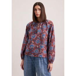 Klassische Bluse Seidensticker "Schwarze Rose", Damen, Gr. 4XL (48), dunkelrot, 86% Viskose, 14% Polyamid, gemustert, regular fit, Rundhals, Blusen, Tunika Druck