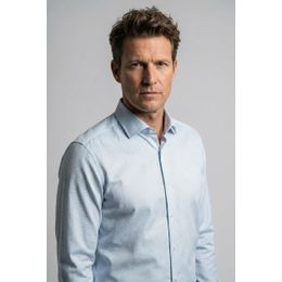 Langarmhemd OLYMP "No. Six", Herren, Gr. 44, N-Gr, bleu, Obermaterial: 97% Baumwolle, 3% Elastolefin, sehr schmal normal, 2-Knopf-Manschette, Hemden, Businesshemd, Kentkragen, super slim fit