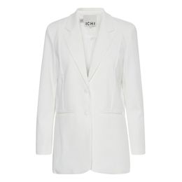 Blusenblazer Ichi "Blazer IHKATE", Damen, Gr. L, blau (cloud dancer), Obermaterial: 74% Polyester PES. 22% Viskose CV. 4% Elasthan EL., Blazer Blusenblazer