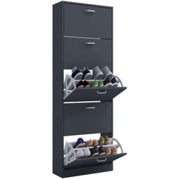 Schuhschrank Vcm "Holz Regal Schuhschrank Schuhkipper Serie Sipos XL", schwarz (anthrazit), B:59cm T:22cm, Obermaterial: 100% Holz Wood., Schr&auml;nke, Schuhschrank