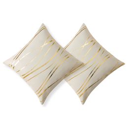 Kissenbezug OTTO HOME "Prag", beige (vanille), B:50cm L:50cm, Polyester, Obermaterial: 100% Polyester, Kissenbez&uuml;ge, Kissenbezug