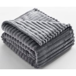 Wohndecke OTTO HOME "Millara", grau, B:150cm L:200cm, Polyester, Wohndecken, Wohndecke, Kuscheldecke in Cord-Optik, 150x200 cm, Wohndecke, Sofadecke