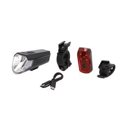 FISCHER BIKE Fahrradbeleuchtung FISCHER FAHRRAD "Akku Bel.-Set BASIC STOP-80 Sensor", schwarz, Fahrradlampen