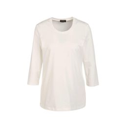 3/4-Arm-Shirt GOLDNER "Kurzgr&ouml;&szlig;e Baumwollshirt mit Schmucksteinen", Damen, Gr. 25, beige (cremewei&szlig;), Obermaterial: 95% Baumwolle CO. 5% Elasthan EL., normal, Tubular, Shirts 3/4-Arm-Shirt, Mit Schmucksteinchen veredelt