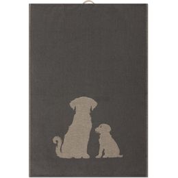 Geschirrtuch Ross "Hundeliebe 3er-Pack", grau (anthrazit, natur), B:18cm H:4cm L:27cm T:4cm, 100% Baumwolle, Geschirrt&uuml;cher, Geschirrtuch
