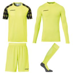 Sportanzug Uhlsport "Torwart-Sets REACTION GOALKEEPER SET", Herren, Gr. XXL, gelb (fluo gelb, schwarz), Obermaterial: 89% Polyester Pol. recyc.. 6% Elasthan EL. 5% Baumwolle CO., Sportanz&uuml;ge