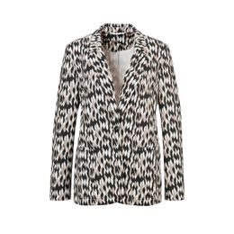 Jackenblazer GOLDNER "Blazer gemustert", Damen, Gr. 40, gr&uuml;n (schwarz, wei&szlig;, beige, gemustert), Obermaterial: 89% Polyester PES. 11% Elasthan EL., Gerade, Blazer, ohne Futter, mit Belegverarbeitung