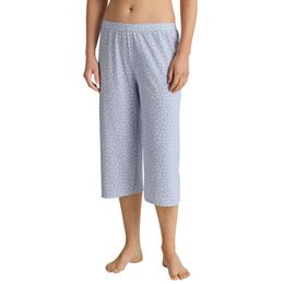 Pyjamahose Calida "Favourites Sleep", Damen, Gr. M (44/46), N-Gr, blau (harmony blau), Interlock, Obermaterial: 100% Baumwolle, gemustert, bequem 3/4-L&auml;nge, Hosen Pyjamahose, 3/4-L&auml;nge, Interlock-Qualit&auml;t, lockere Passform, weich