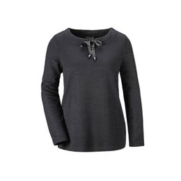 Print-Shirt GOLDNER "Kurzgr&ouml;&szlig;e Sweatshirt mit halsfernen Kragen und Tunnelzug", Damen, Gr. 20, schwarz, Obermaterial: 55% Polyester PES. 45% Viskose CV., figurumspielend, Sonstiges, Shirts, Ohne