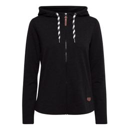Kapuzensweatjacke oxmo "Kapuzensweatjacke OXWanda", Damen, Gr. S, schwarz, Obermaterial: 60% Baumwolle CO. 40% Polyester PES., Sweatjacken