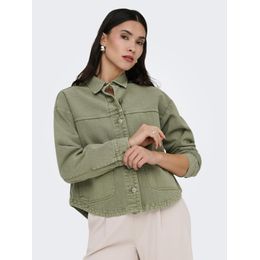 Jacqueline de Yong Jeansjacke JDY "JDYNOMA L/S SHACKET PNT DIA", Damen, Gr. XL, gr&uuml;n (kalamata), Denim/Jeans, Obermaterial: 100% Baumwolle, unifarben, normal, 1-Knopf-Manschette, Jacken Jeansjacke, Baumwolle, Denim Style