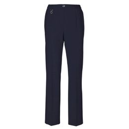 Schlupfhose GOLDNER "Trevira-Schurwollschlupfhose MARTHA", Damen, Gr. 54, N-Gr, blau (marine), Obermaterial: 53% Polyester PES. 43% Schurwolle WV. 4% Elasthan EL., normal, Hosen Schlupfhose, Bund mit dekorativem Zierteil