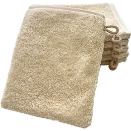Waschhandschuh Ross "Smaragd 4500", beige (sand), B:12cm L:20cm, Frottier, Waschlappen, 100% Baumwolle, made in Germany