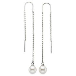 Paar Ohrh&auml;nger "Schmuck Geschenk Silberohrh&auml;nger zum Durchziehen", silberfarben, wei&szlig;, ANISTON JEWELRY & WATCHES, Ohrringe, Damen, 8mm, Perlen Silber 925 (Sterlingsilber), Perlen, Silber 925 (Sterlingsilber), mit Muschelkernperle (synth.)